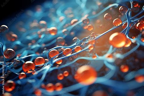 Diffusing Liquid Molecules Through Cell Membrane In A Microscopic View Of A Biology Background