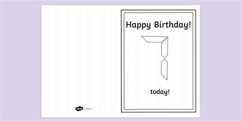 Number Seven Happy Birthday Card Colouring Activity Twinkl