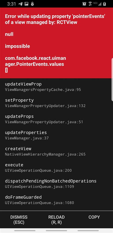Error While Updating Property Pointerevents Of A View Managed By