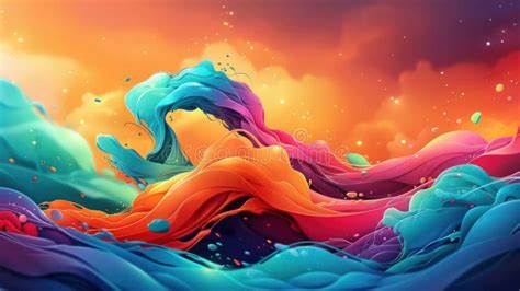 A Vibrant Abstract Wave Of Colors Blending And Flowing Creating A Dynamic Visual Experience