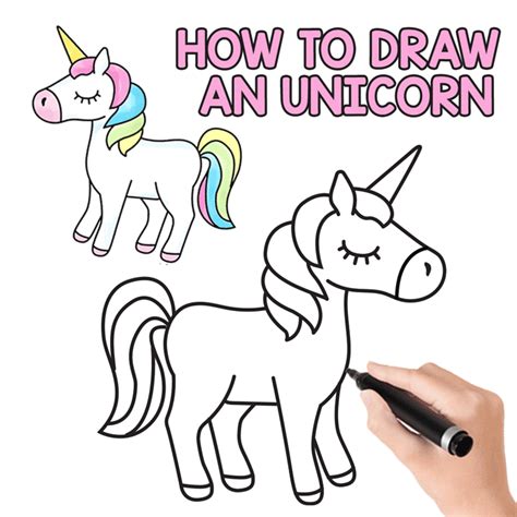 How To Draw A Easy Unicorn Tutorial And Easy Unicorn Coloring Page