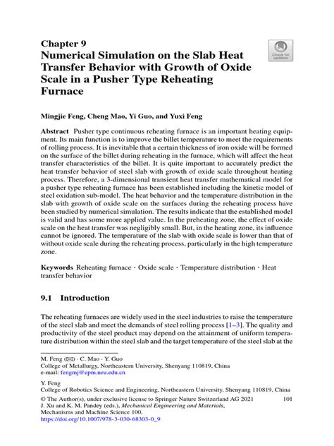 numerical simulation on the slab heat transfer behavior with growth of