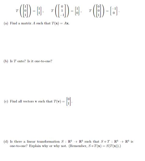 Solved Q Let T R3 R2 Be A Linear Transformation Such Chegg Com