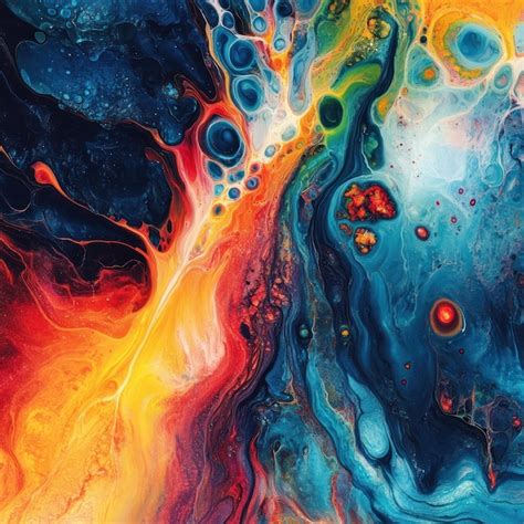 Abstract Fluid Art In Vibrant Colors Wallpaper Premium Ai Generated Image