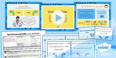 computing microsoft word processing skills undo and redo year 1