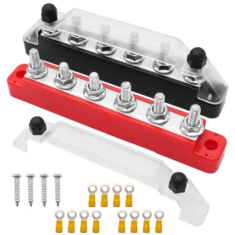 Seamaka Marine Bus Bar 12v With 6 X 1 4” M6 Post Battery 12v Bus Bar With Ring Terminals Max