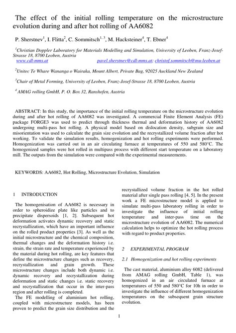 Pdf The Effect Of The Initial Rolling Temperature On The