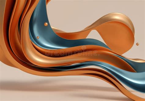 Abstract Flowing Waves In Gold And Blue Colors Creating A Dynamic
