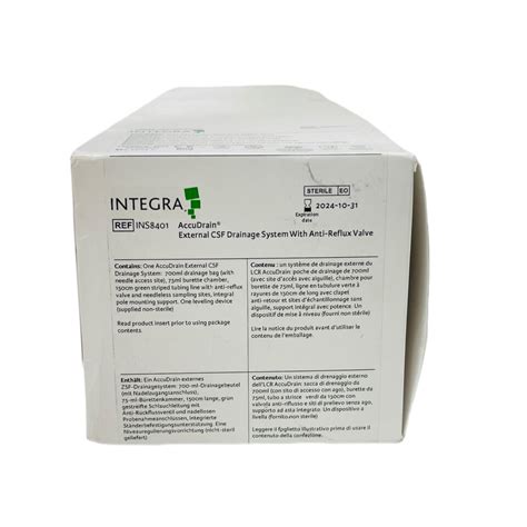 New Integra Ref Ins8401 Accudrain External Csf Drainage System With