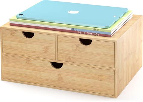 Bamboo Desk Drawer Organizer Large Desktop Organizer With Drawers Tabletop Storage Organization
