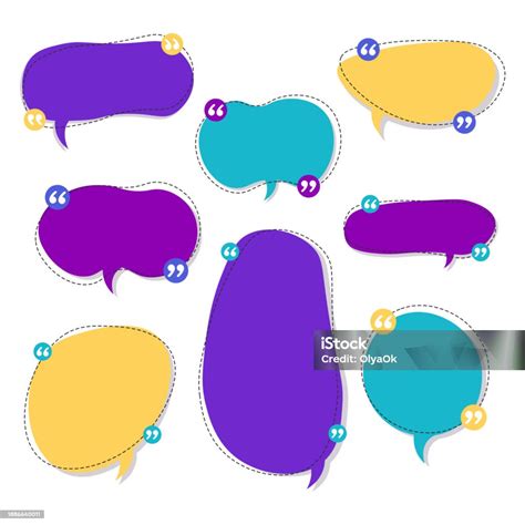 텍스트를 위한 장소가 있는 말풍선 세트입니다 벡터 평면 다채로운 손으로 그린 말풍선 구름 모양의 배너 생각 가격표 스티커 포스터
