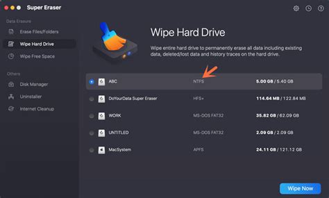 Steps To Wipe NTFS Drive Under Mac OS With Super Eraser For Mac