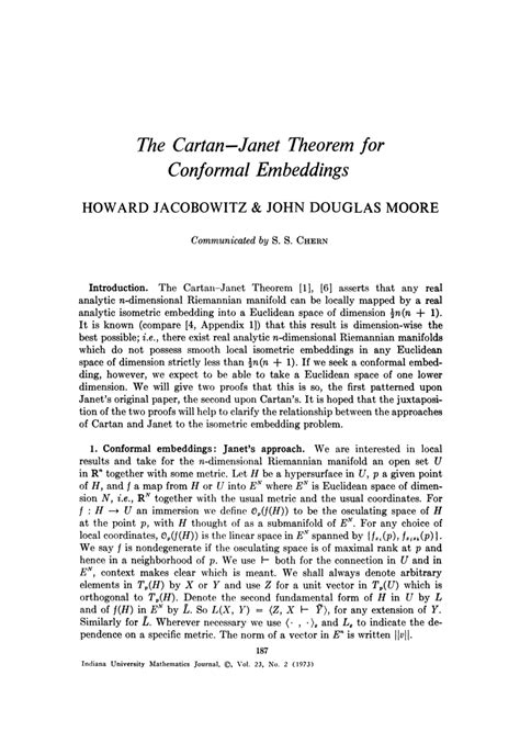Pdf The Cartan Janet Theorem For Conformal Embeddings
