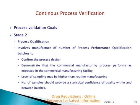 Us Fda Process Validation Stage 3 Continued Process Verification