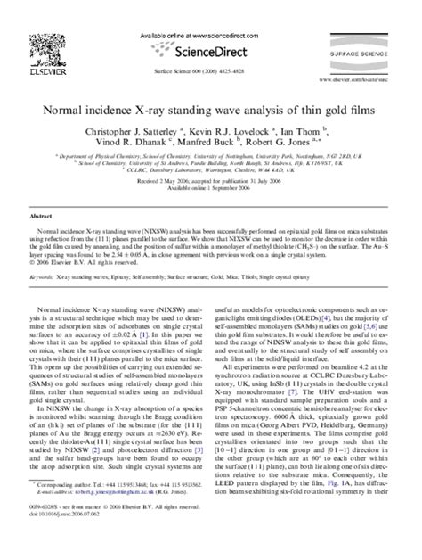 Pdf Normal Incidence X Ray Standing Wave Analysis Of Thin Gold Films