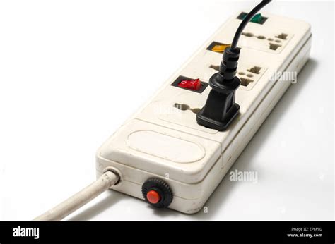 Electric Multiple Socket Outlet On A White Background Stock Photo Alamy