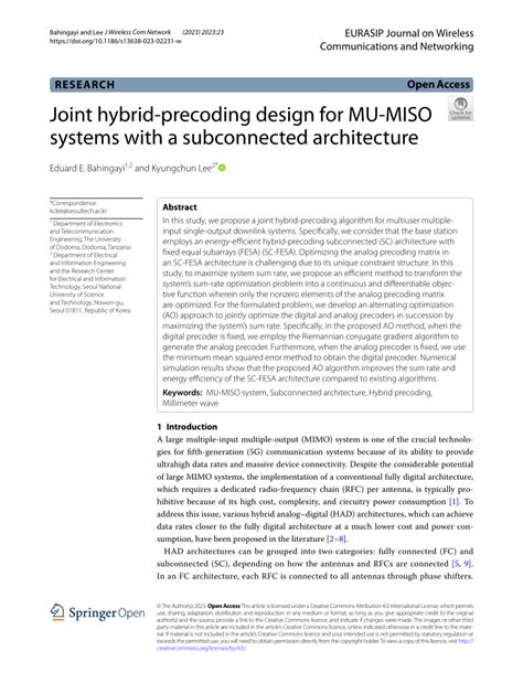 Pdf Joint Hybrid Precoding Design For Mu Miso Systems With A