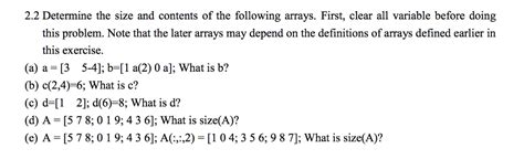 solved 2 2 determine the size and contents of the following