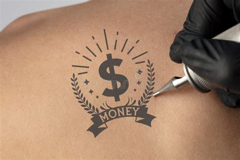 Tattooing Money And Currency Concept On Naked Back Stock Photo Image Of Investment