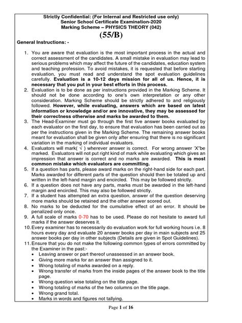Physics 042 Blind Class Xii Marking Scheme 2020 Pdf Diffraction Coherence Physics