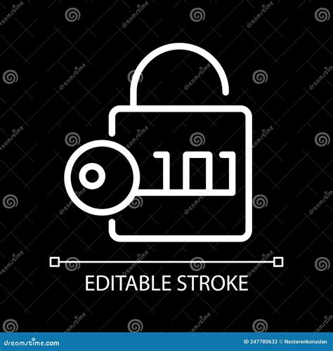 Decryption Pixel Perfect White Linear Icon For Dark Theme Stock Vector