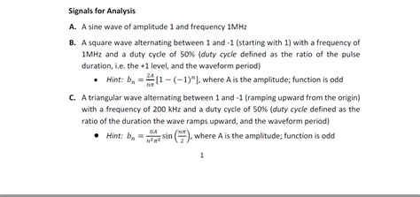 Solved A Sine Wave Of Amplitude 1 And Frequency 1mhz B A