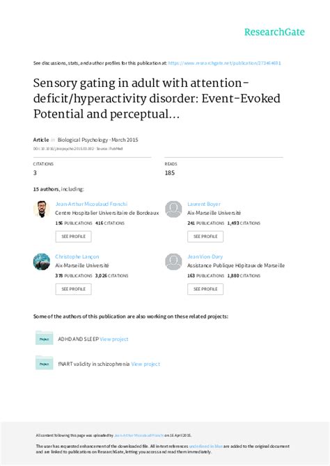Pdf Different P50 Sensory Gating Measures Reflect Different Cognitive Dysfunctions In
