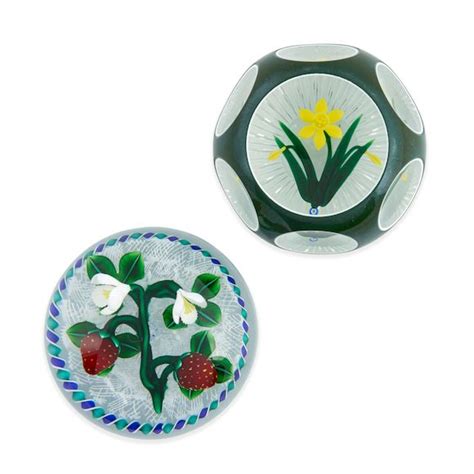 Bonhams Skinner Two Ray Banford 1918 2003 Floral Glass Paperweights