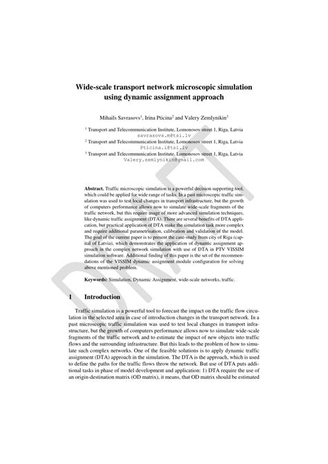 Pdf Wide Scale Transport Network Microscopic Simulation Using Dynamic