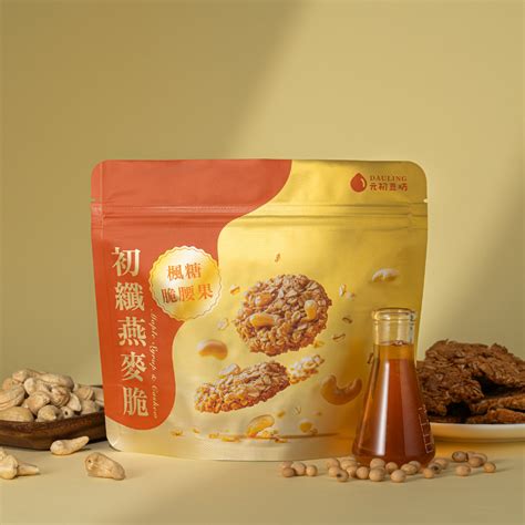 「初纖燕麥脆 楓糖脆腰果」100 純天然楓糖豆渣燕麥餅乾！飽滿腰果增添濃郁堅果香氣與酥脆口感 Dauling 元初豆坊｜乳品等級蒸煮豆漿