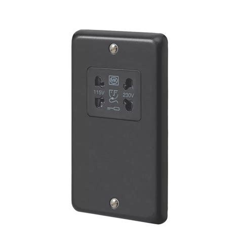 MK Contoura Gang Dual Voltage Shaver Socket V Black With Colour Matched Inserts Screwfix