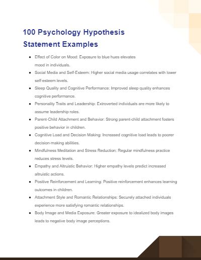 99 Psychology Hypothesis Examples