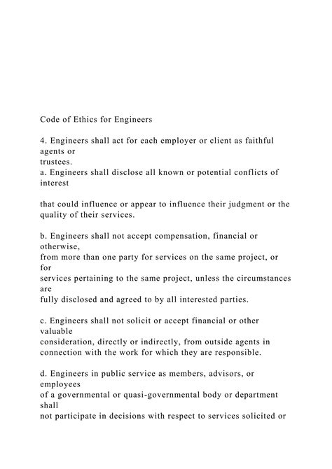 Code Of Ethics For Engineers 4 Engineers Shall Act Docx Code Of Ethics For Engineers 4 Engineers Shall Act Docx