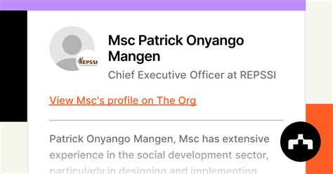 Msc Patrick Onyango Mangen Chief Executive Officer At Repssi The Org