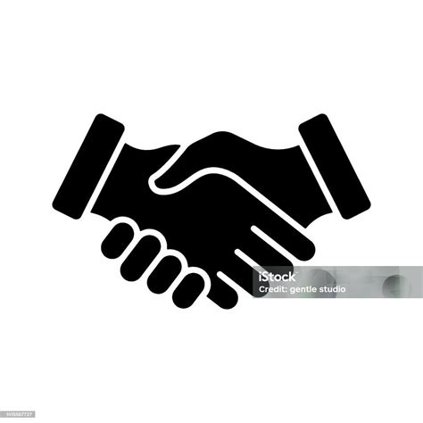 악수 파트너십 전문 실루엣 아이콘 손 쉐이크 비즈니스 거래 블랙 픽토그램 협력 팀 계약 재무 회의 아이콘입니다 격리된 벡터 일러스트 레이 션 검은색에 대한 스톡 벡터 아트