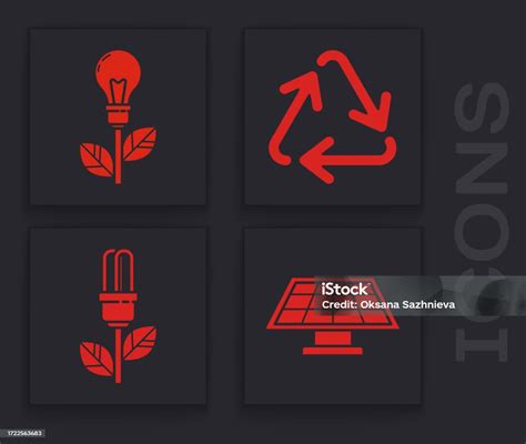 태양 에너지 패널 잎이 있는 전구 재활용 기호 및 잎 아이콘이 있는 전구를 설정합니다 벡터 0명에 대한 스톡 벡터 아트 및 기타 이미지 Istock
