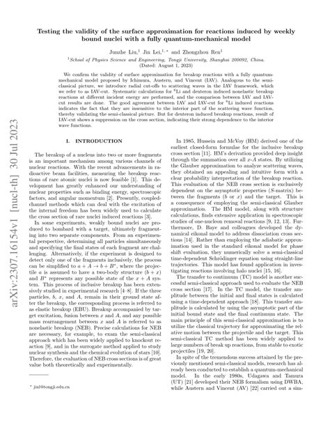Pdf Testing The Validity Of The Surface Approximation For Reactions Induced By Weekly Bound