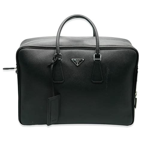 Prada Black Saffiano Leather Briefcase Ref 1372313 Joli Closet