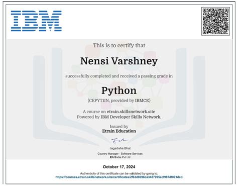 Nensi Varshney On Linkedin Python Certification Ibm Dataanalytics