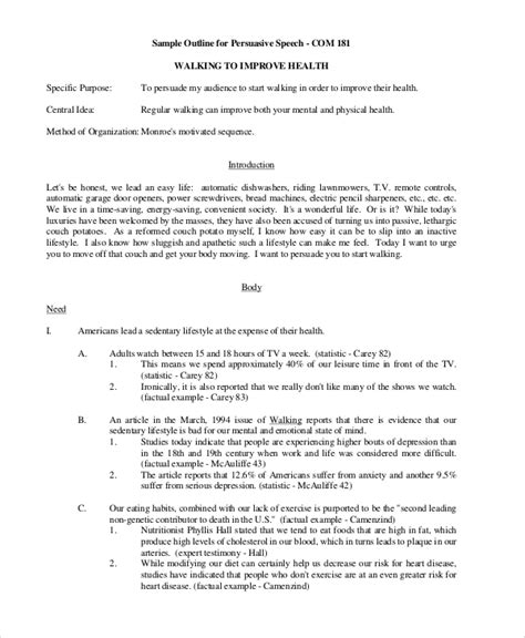 FREE Sample Speech Outline Templates In PDF Word