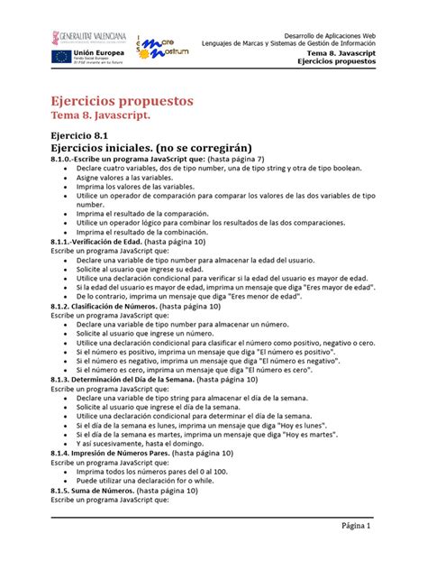 3 Tema 8 Ejercicios Javascrip Pdf Script Java Lenguaje De