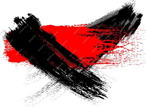 그런 지 흰색 배경 벡터 일러스트 레이 션에 검정과 빨강 잉크 브러시 스트로크 프리미엄 벡터