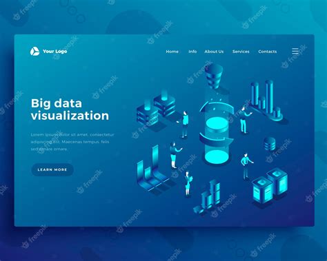 Premium Vector Big Data Visualization Isometric Landing Page Template