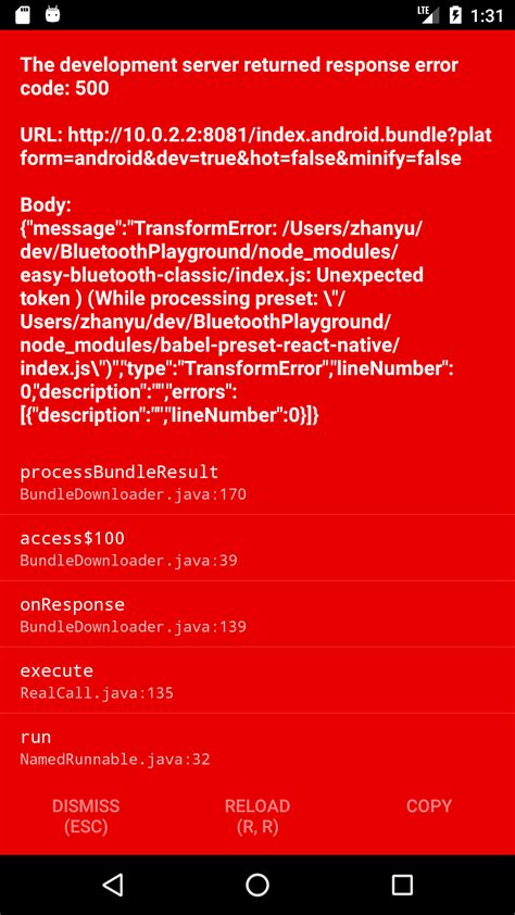 The Development Server Returned Response Error Code 500 · Issue 5