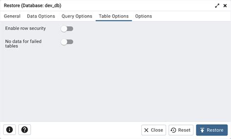 Restore Dialog — Pgadmin 4 814 Documentation