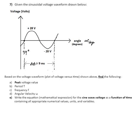 Solved Given The Sinusoidal Voltage Waveform Drawn Below Chegg
