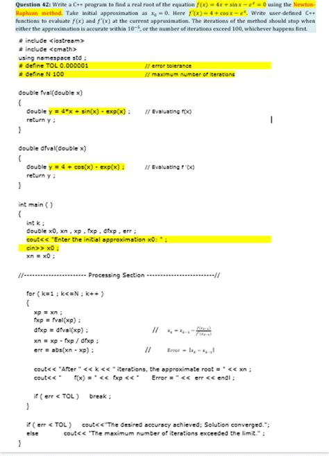 Solved Question 45 Write A C Program To Find A Real Root Of The