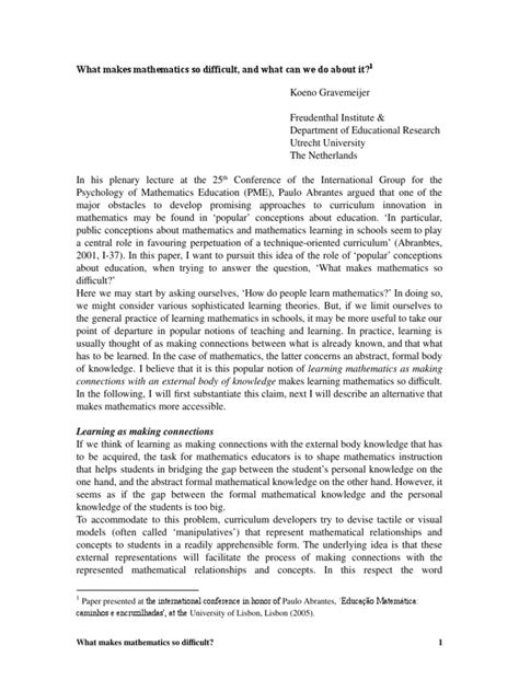 What Makes Mathematics So Difficult And What Can We Do About It Pdf