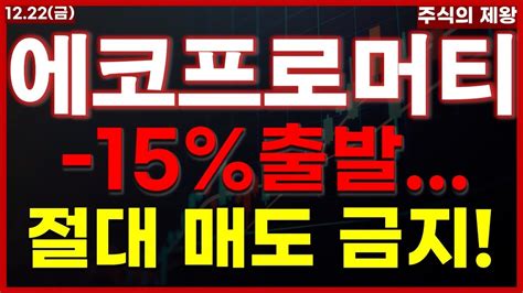 에코프로머티리얼즈 15출발 하지만 절대 매도 금지 에코프로 에코프로비엠 전구체클로즈드루프에코시스템 Youtube