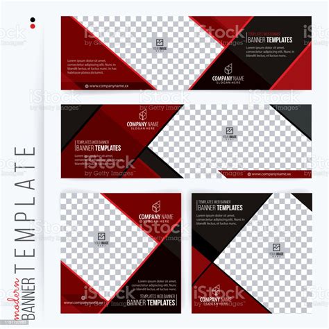 빨간색과 검은색 웹 배너 템플릿 사진에 대 한 공간을 가진 표준 크기 현대적인 디자인 0명에 대한 스톡 벡터 아트 및 기타 이미지 0명 개념 기업 비즈니스 Istock